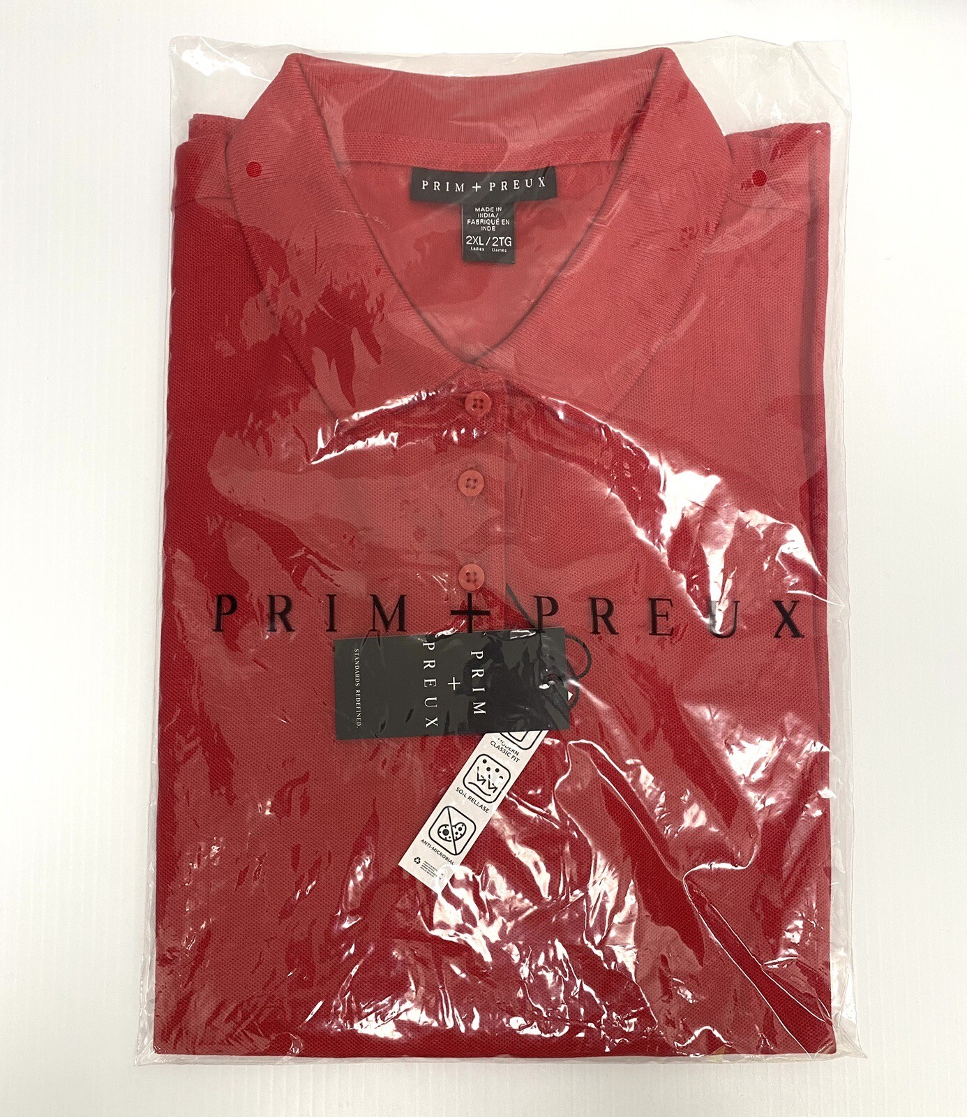2XL Womens PRIM + PREUX Polo Short Sleeve Shirt 65%Poly/35%Cotton Red ...