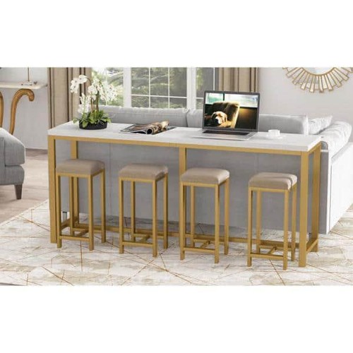 Turrella BYBLIGHT Console Table 70.86"x11.81"x31.49" Gold Particle ...