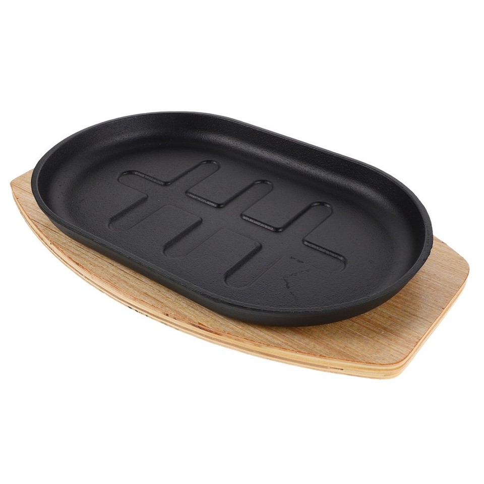 Cast Iron Sizzling Plate for Catering - Pre-Seasoned Steak Grill Pan ...