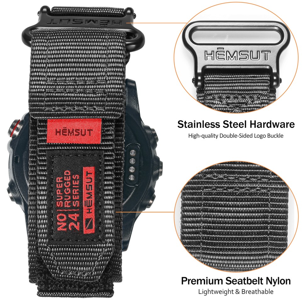 Rugged Nylon Watch Band for Garmin fēnix/Forerunner/Vivoactive/Approach ...