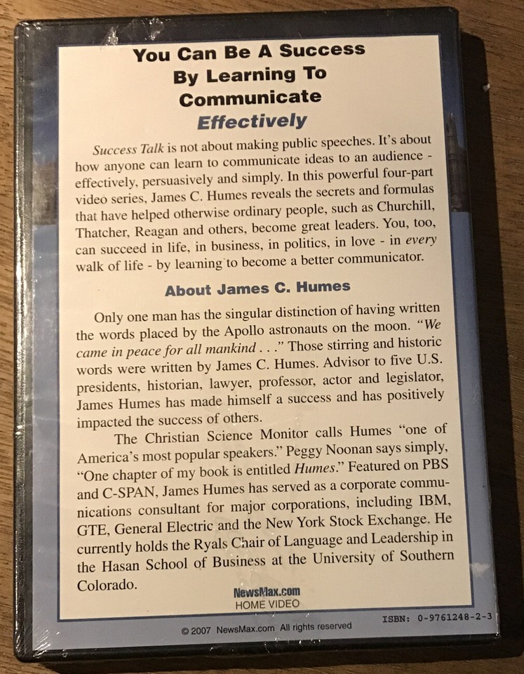 SUCCESS TALK -Speaking Secrets of Winston Churchill * James Humes 4 DVD ...