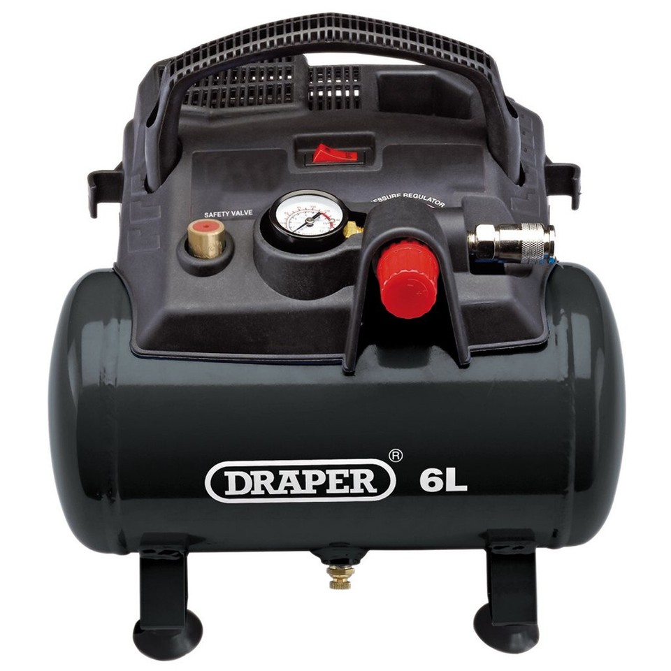 DRAPER 6 Litre Oil Free Small Compact Portable Air Line Compressor 1 ...