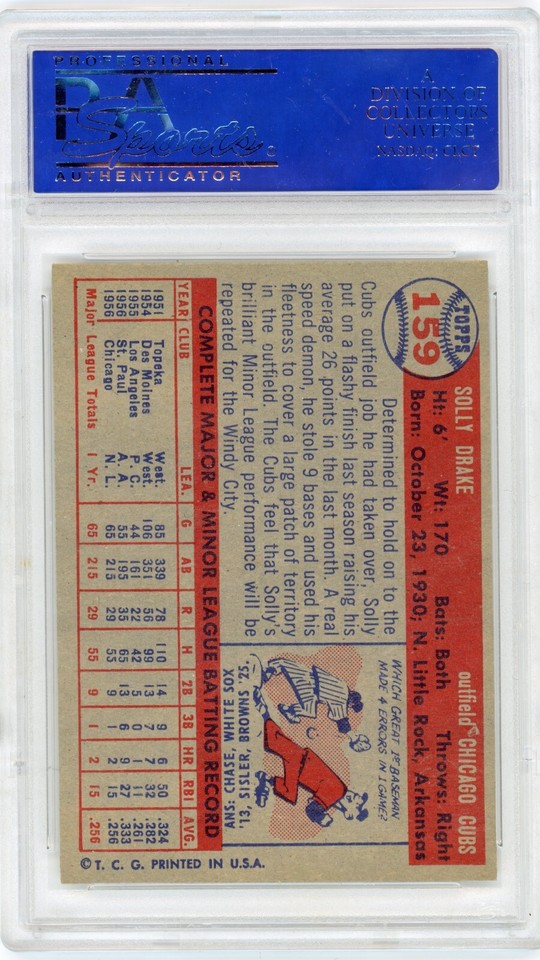1957 Topps #159 Solly Drake PSA 7 | eBay