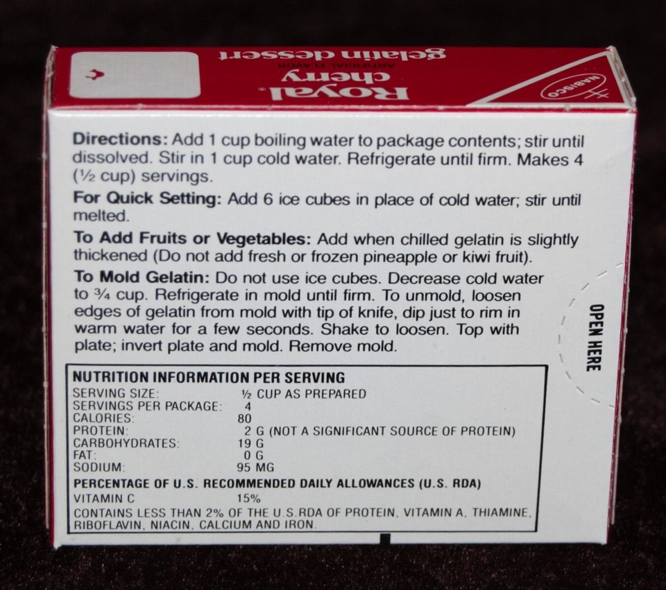 Vintage Cherry Flavored Royal Gelatin Dessert SEALED UNOPENED Box PROP ...