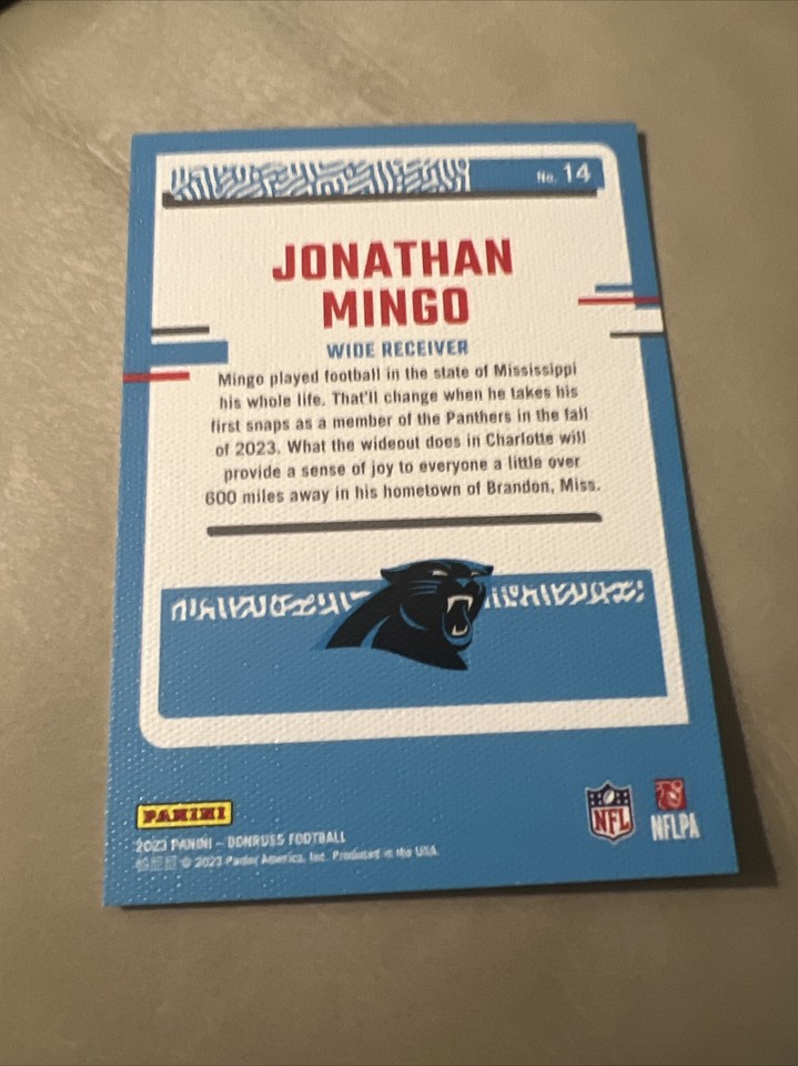 2023 Donruss Carolina panthers Rated Rookie Portrait Jonathan Mingo | eBay