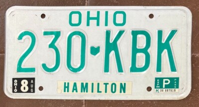 Ohio 1986 HAMILTON COUNTY License Plate # 230-KBK | eBay