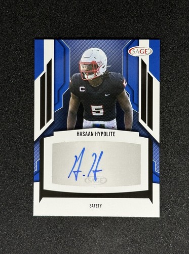 2024 Sage Football Rookie Auto Blue Hasaan Hypolite | eBay