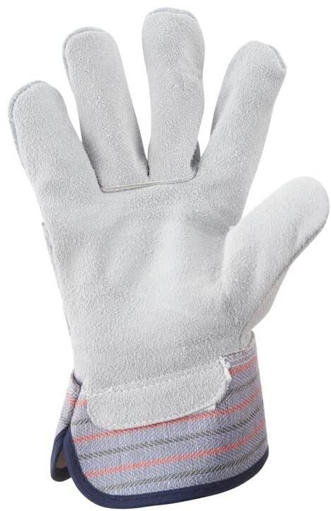 Blue Suede Cowhide Leather And Denim Large Work Gloves-Firm Grip-5023 ...
