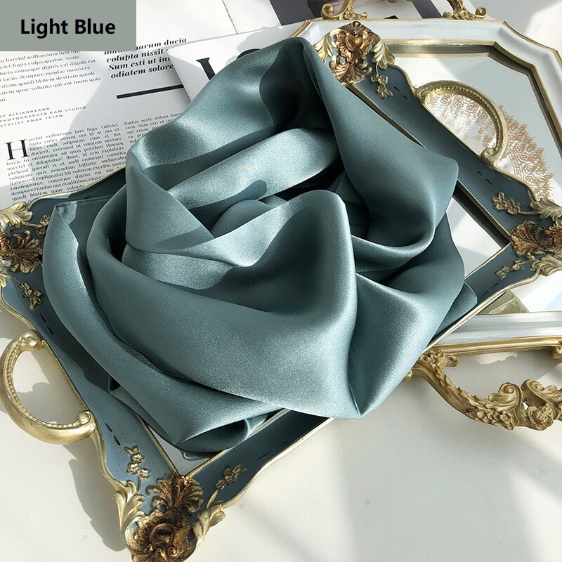 Women 100% Mulberry Silk Neck Scarf Long Ribbon Neckerchief Double ...
