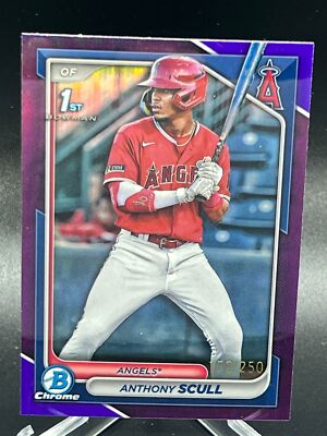 2024 BOWMAN ANTHONY SCULL PURPLE CHROME REFRACTOR 172/250 ANGELS BCP ...