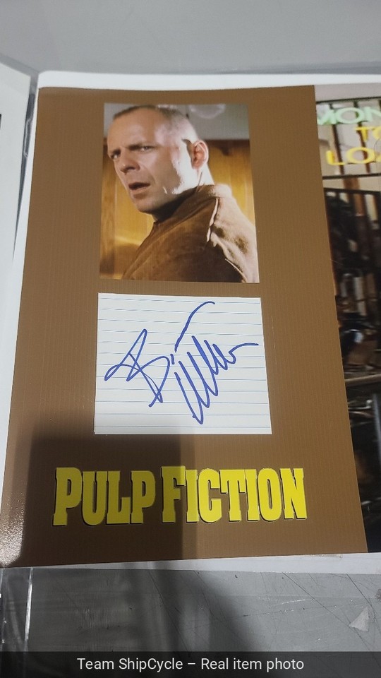 Bruce Willis signed autograph Pulp Fiction image matted with card figur ...