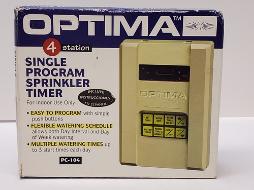 Optima Single Program Sprinkler Timer 4 Station PC-104 Indoor Use ...