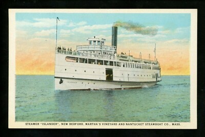 Ship postcard Excursion Islander Steamer Nantucket Steamboat Co ...