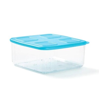 Single New Tupperware Square Clear Mate in Clear with Caribbean Blue ...