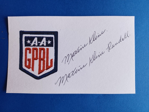 AAGPBL BASEBALL MAXINE KLINE RANDALL AUTO 3"X5" CARD 1948-54 FORT WAYNE ...