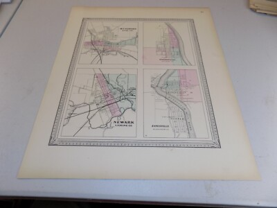 1868 Ohio Atlas Map / CITIES OF STEUBENVILLE, ZANESVILLE, NEWARK, MT ...