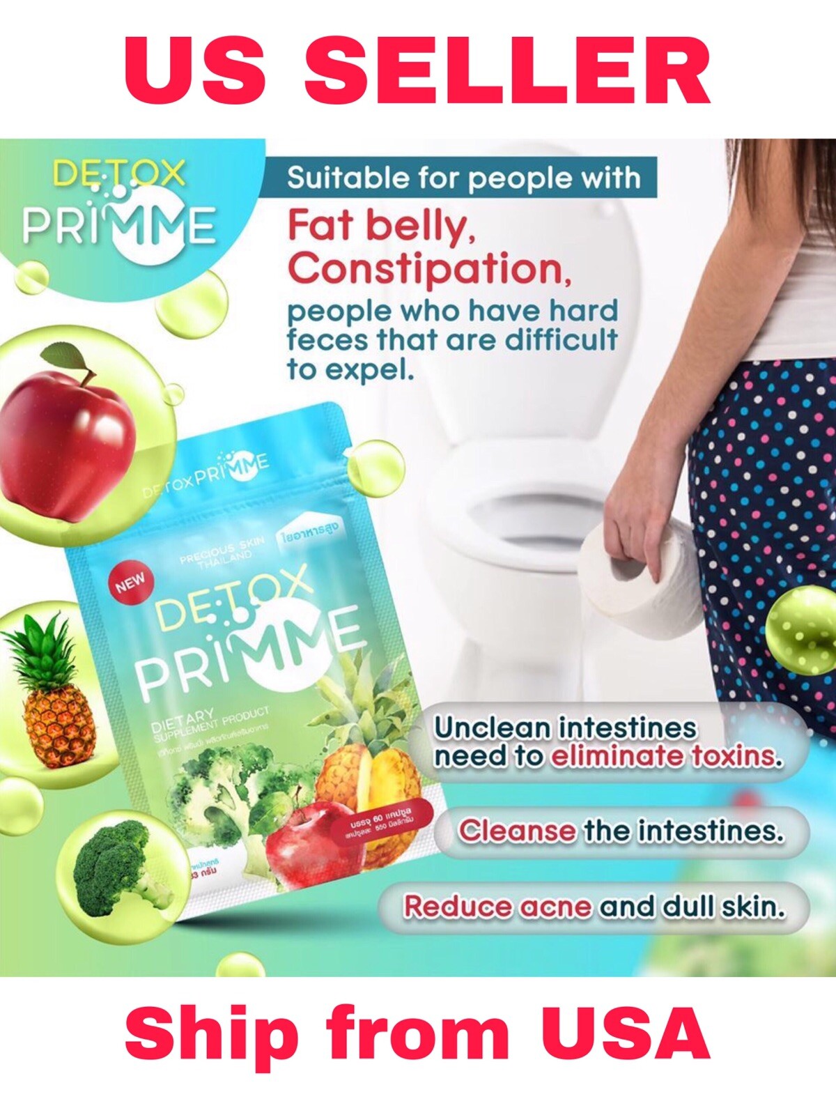 Precious Skin Primme Detox Thailand High Fiber DTX Slim 60 Capsules ...