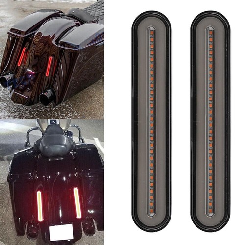 2X For Harley Flowing Dual Rear Fender / Bagger LED Brake Tail Turn ...