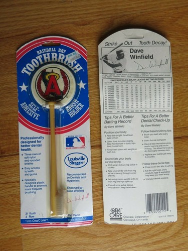 1986 OraCare CALIFORNIA ANGELS Baseball Bat TOOTHBRUSH Endorsed by Dave ...