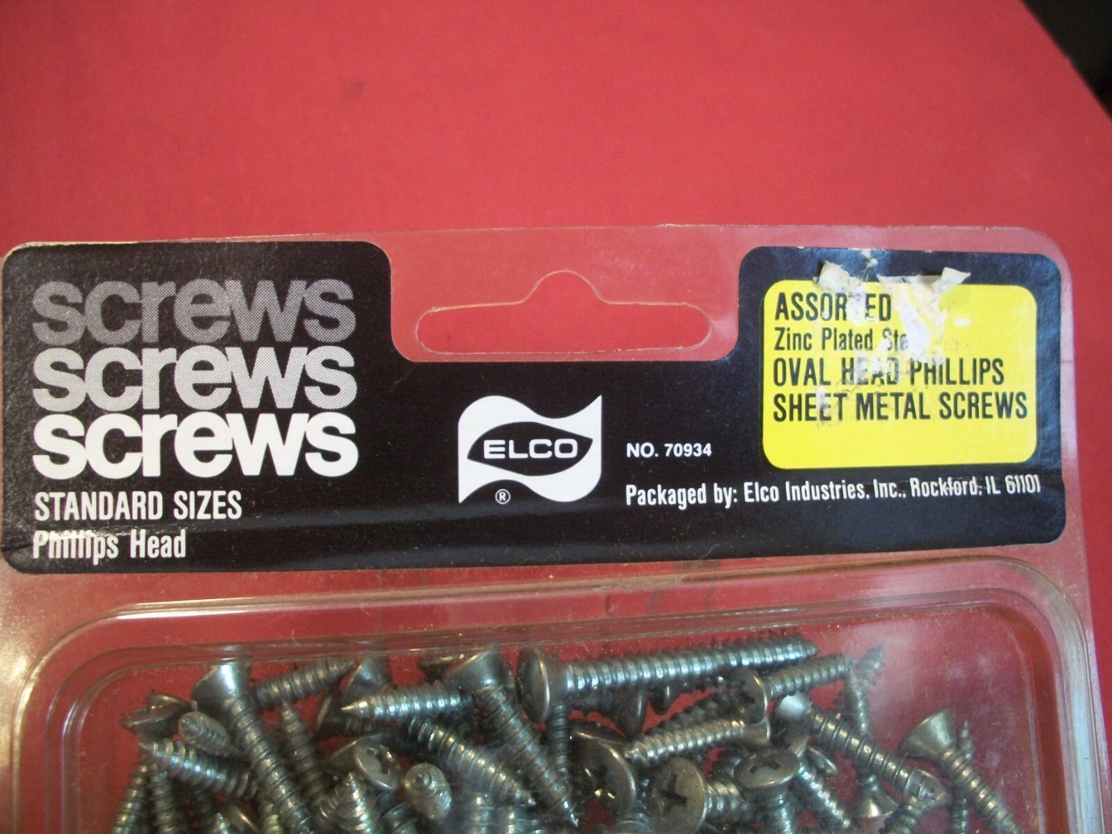 Elco Industries Sheet Metal Screws Oval Phillips Head Assortment, NIB ...