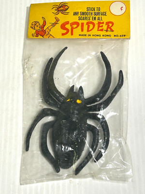 VINTAGE MIP HALLOWEEN NOVELTY JOKE SPIDER GAG GIFT TOY MADE IN HONG ...