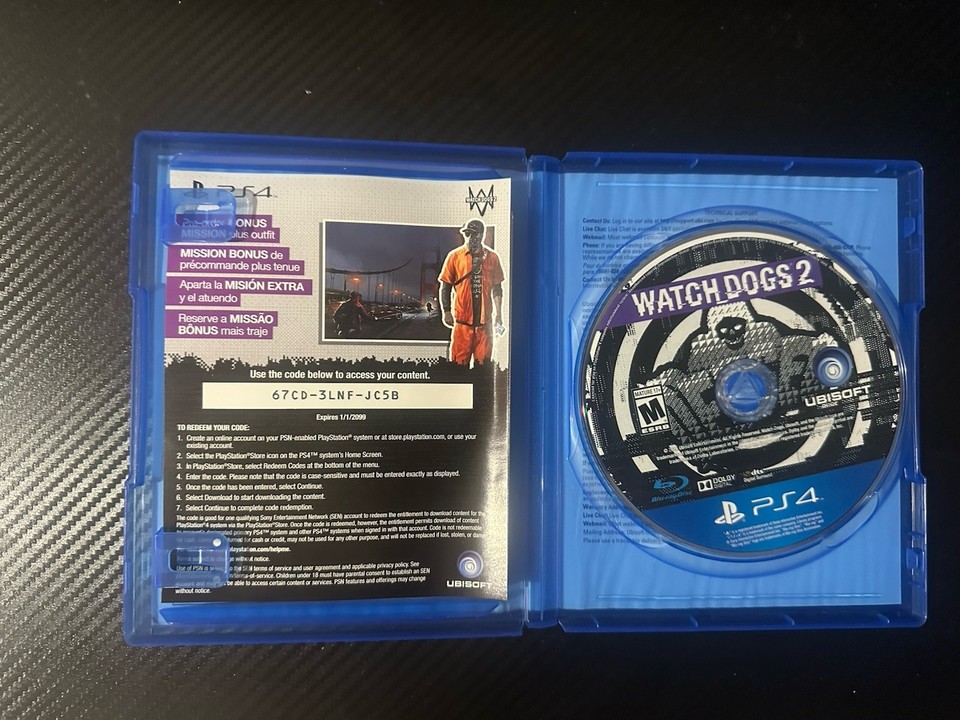 Ubisoft Watch Dogs 2 Online Play Bonus Mission PS4 PlayStation 4 Game ...