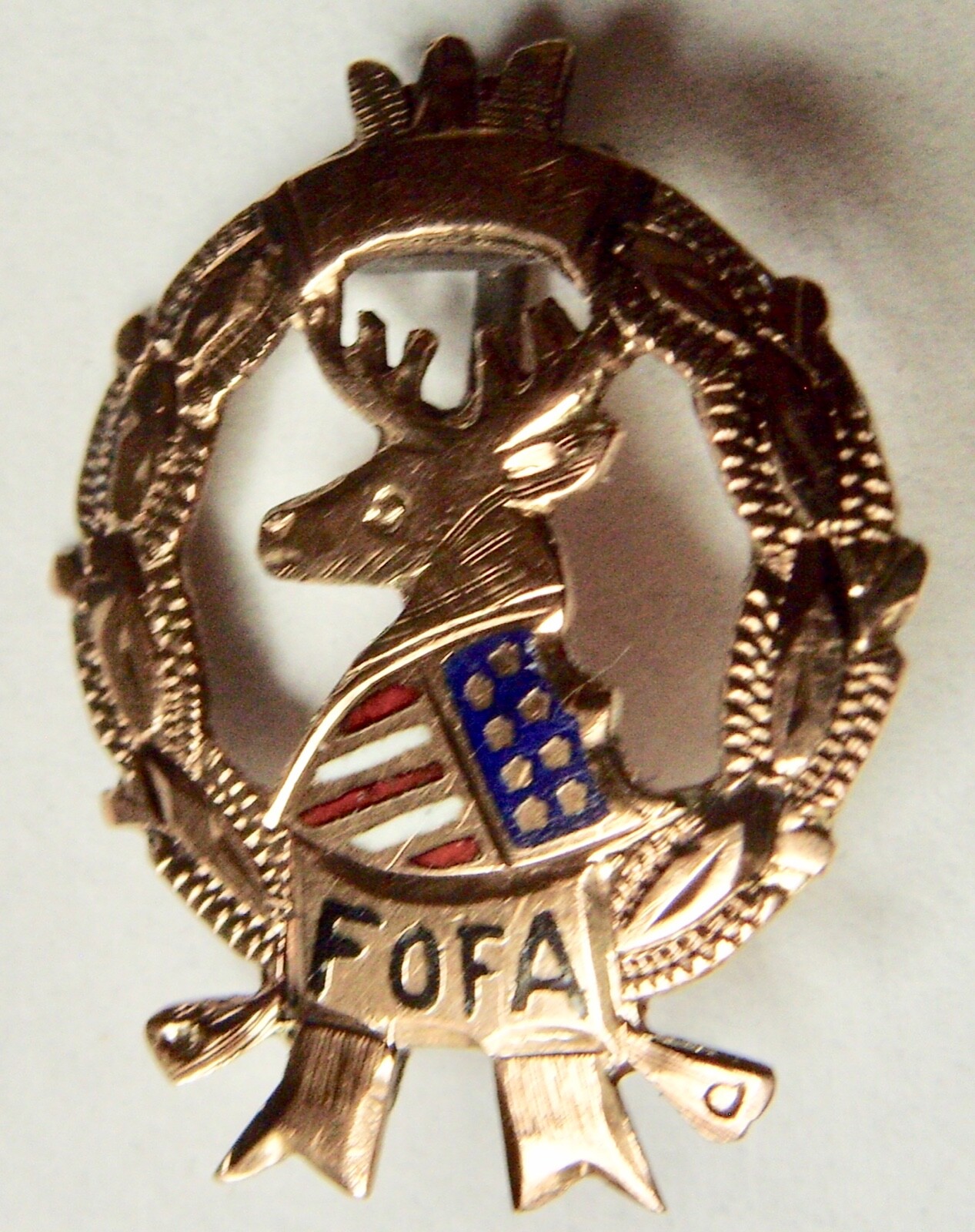 ANTIQUE GOLD FILLED FORESTERS OF AMERICA ENAMELED SHIELD STAG AND ...