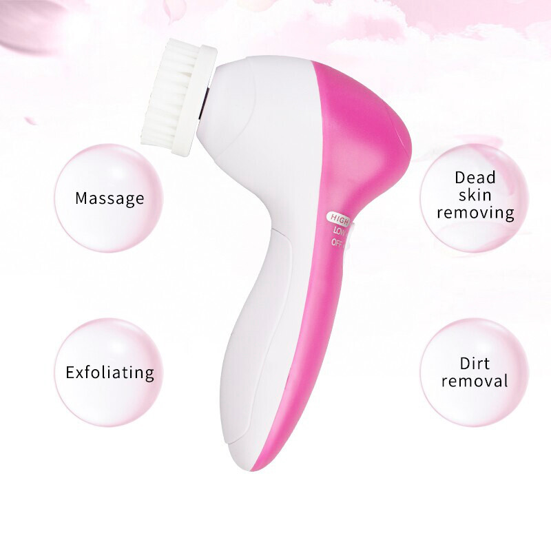 5 in 1 Deep Clean Face Skin Electric Facial Cleaner Care Brush Massager ...