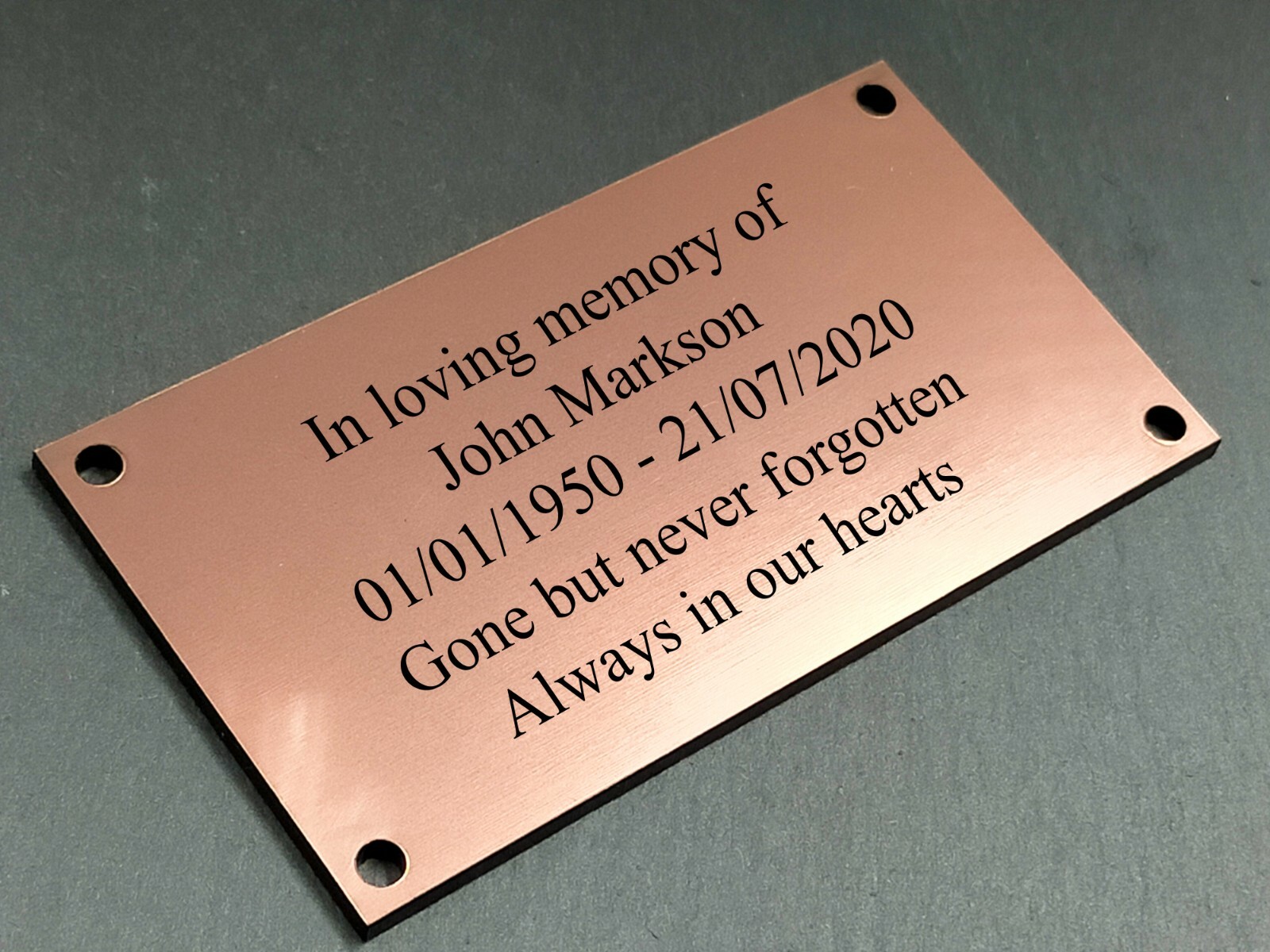 Memorial Plaque Personalised Plaques Engraved Copper/Silver/Gold Effect ...