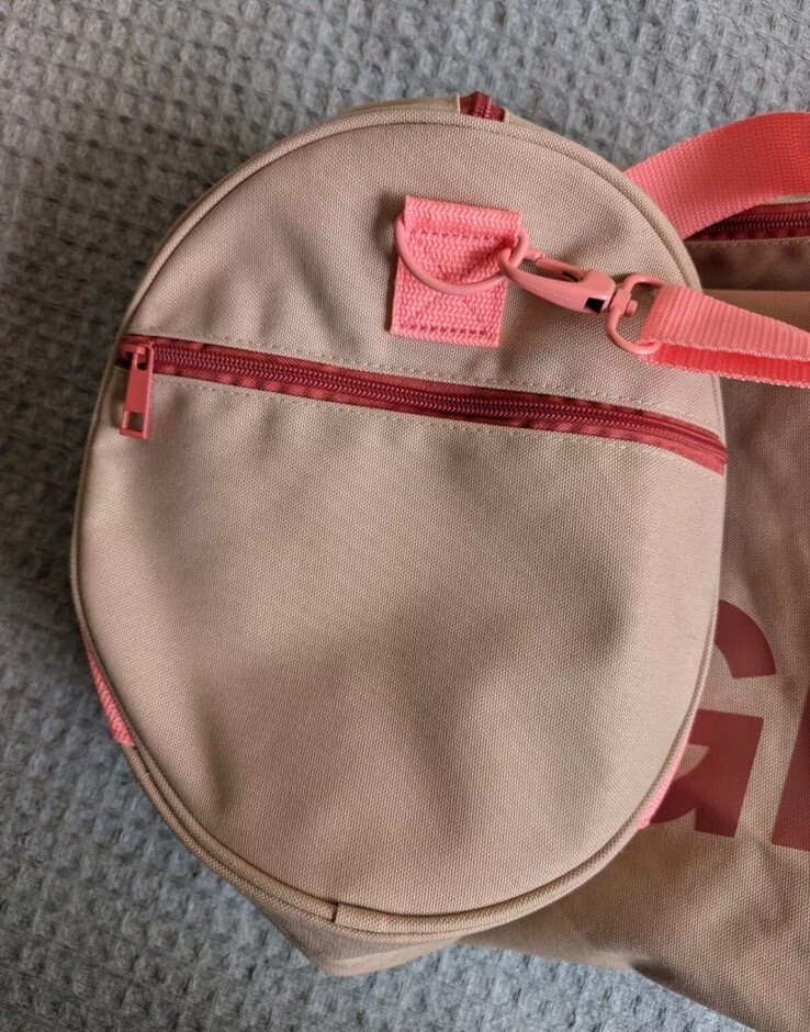 Glossier Duffle Bag Medium 20"x10"x10" Brown Pink Desert Rose Zip Strap ...