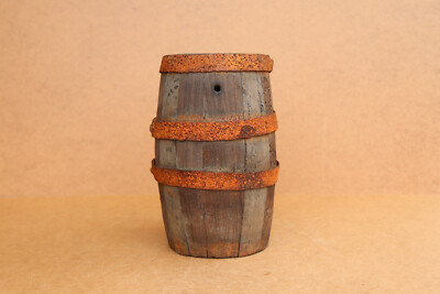 Vintage Barrel Antique Primitive Wood Keg Cask Pail Canteen Bottle Wine ...