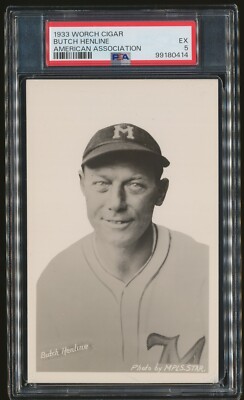 1933 WORCH CIGAR BUTCH HENLINE AMERICAN ASSOCIATION MILLERS CARD PSA 5 ...