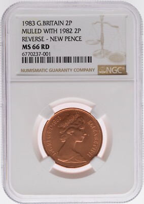 OFFICIAL NGC GRADED 1983 NEW PENCE 2p TWO PENCE GENUINE MULE COIN NO:3 ...