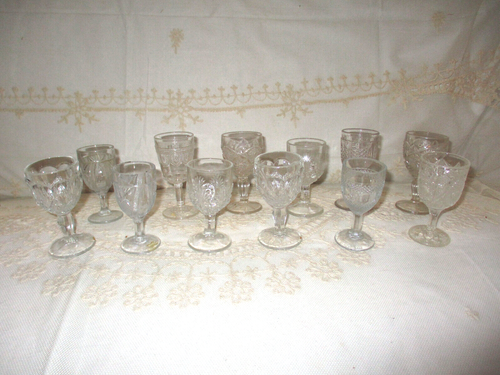 Lot Of 12 Antique Victorian EAPG Pressed Glass Cordial Sherry Wine ...