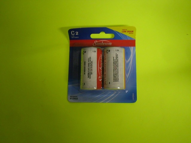 Sunbeam 2pk 1.5v C Super Heavy Duty Low Drain Batteries C2 for sale ...