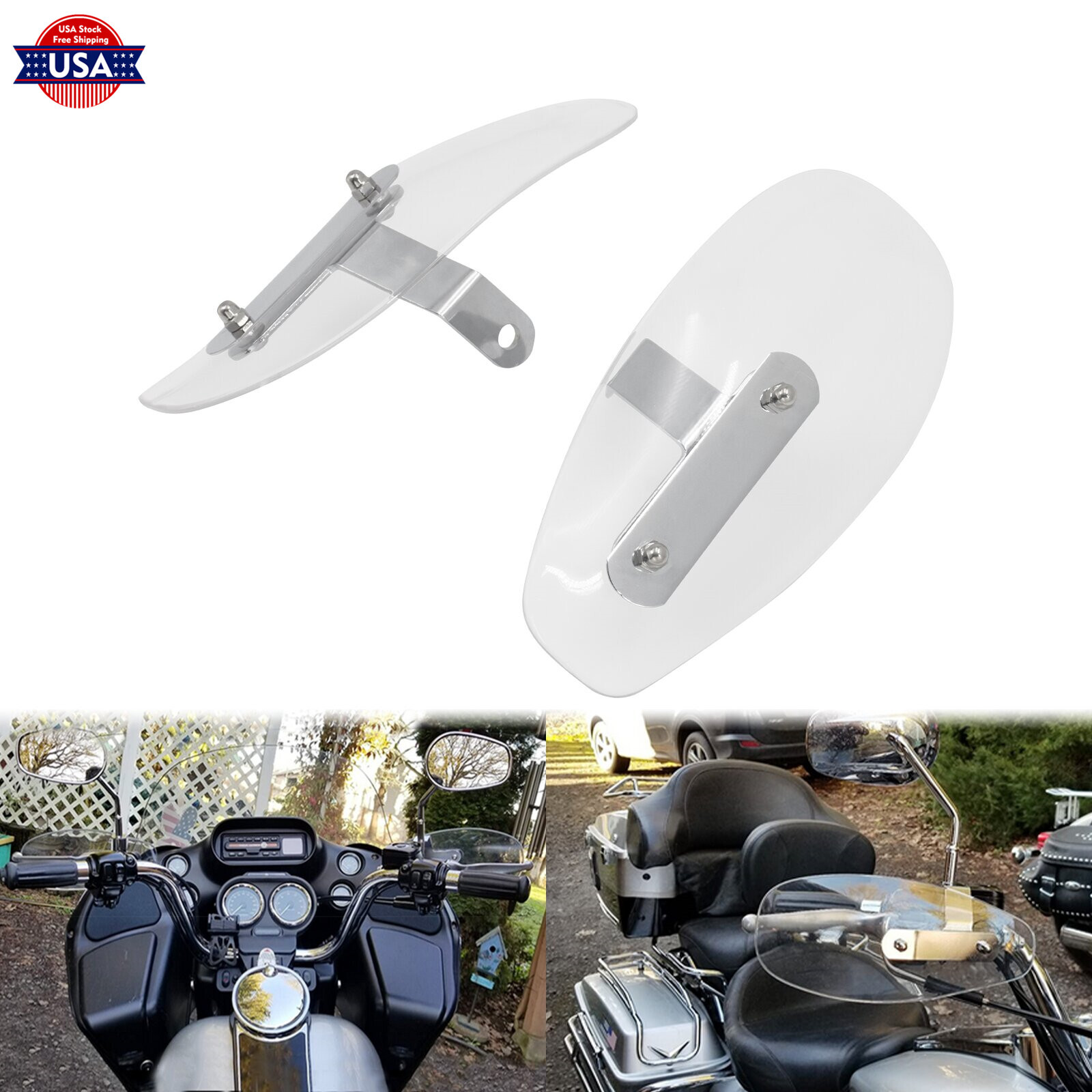 Motorcycle Clear Hand Guard Wind Deflector Protector Shield Fit For ...