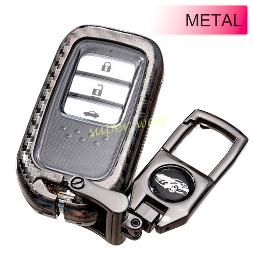 For Honda Accord Civic CRV Carbon Fiber Metal Car Smart Key Fob Chain ...