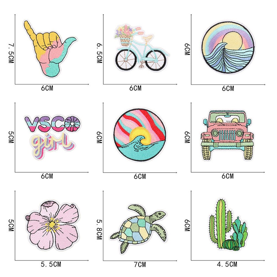 18 Pieces Iron on Summer Hippie Vsco Patches Kit Aesthetic Repair Patch ...
