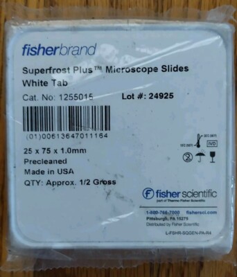 Fisherbrand Superfrost Plus Microscope Slides White Tab 1255015 | eBay