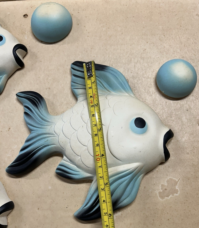 Set 6 Vtg 1960 Miller Studio MCM Chalkware Fish & Bubbles Babies ...