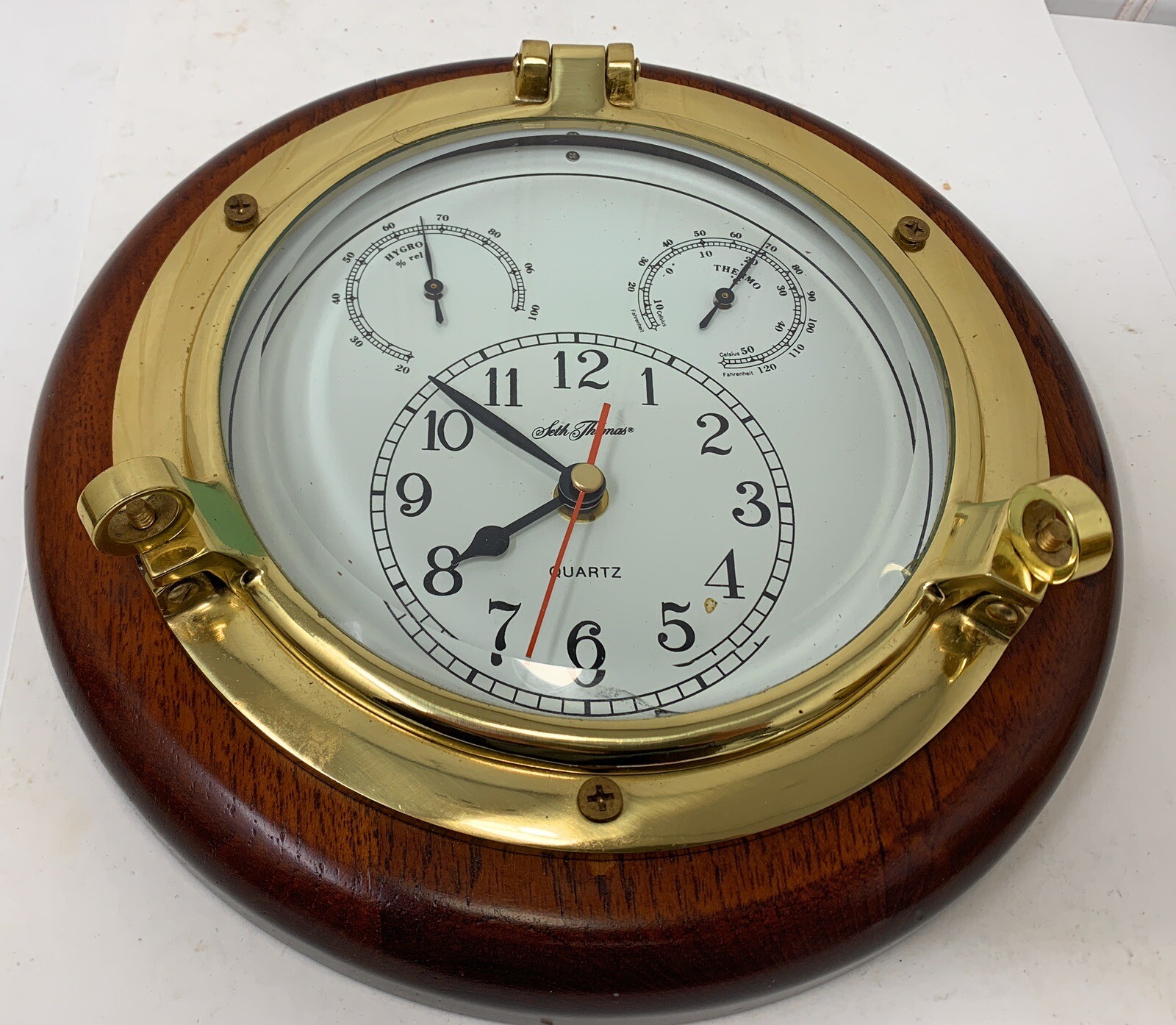Seth Thomas 1046 Porthole Wall Clock with Hygro Thermo Gauges | eBay