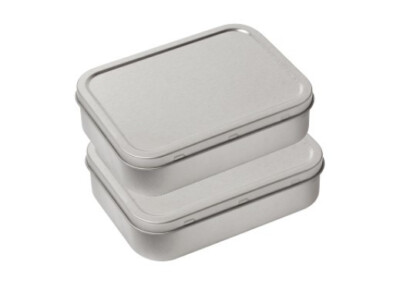 2 x Metal Large 2oz / 50g Tobacco Tin with Lids - Plain Silver / Chrome ...