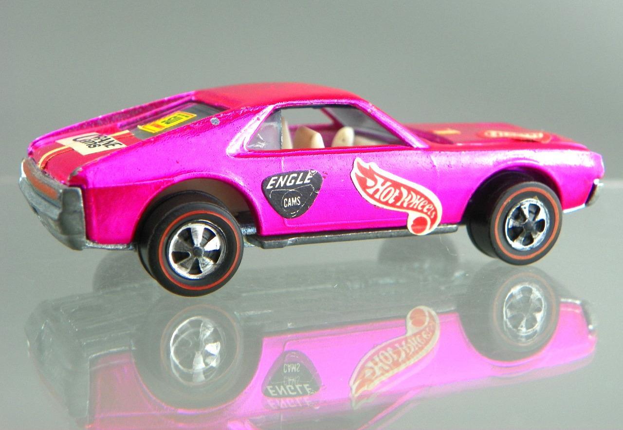 Vintage 1968 Hot Wheels Diecast 1/64 Redline Custom AMX Hot Pink VG-NM ...