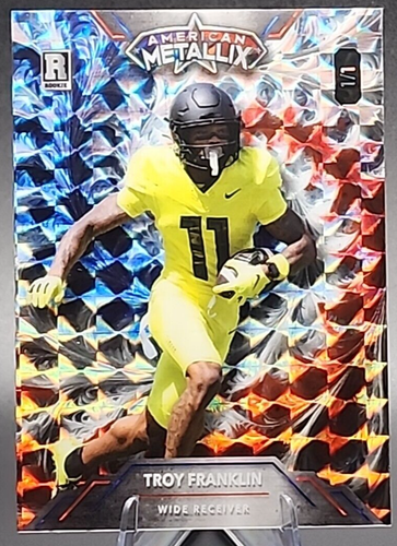 Troy Franklin 1/1 2023 Wild Card Metallix Rookie RC Mega Fractal Prizm ...