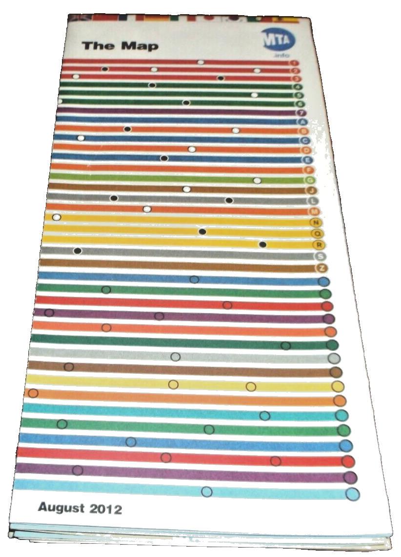 AUGUST 2012 NEW YORK CITY TRANSIT SUBWAY METRO FOLD OUT COLOR MAP ...