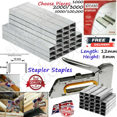 12-8mm Staples Staple Gun Tacker Heavy Duty Upholstery Stapler Pins ...