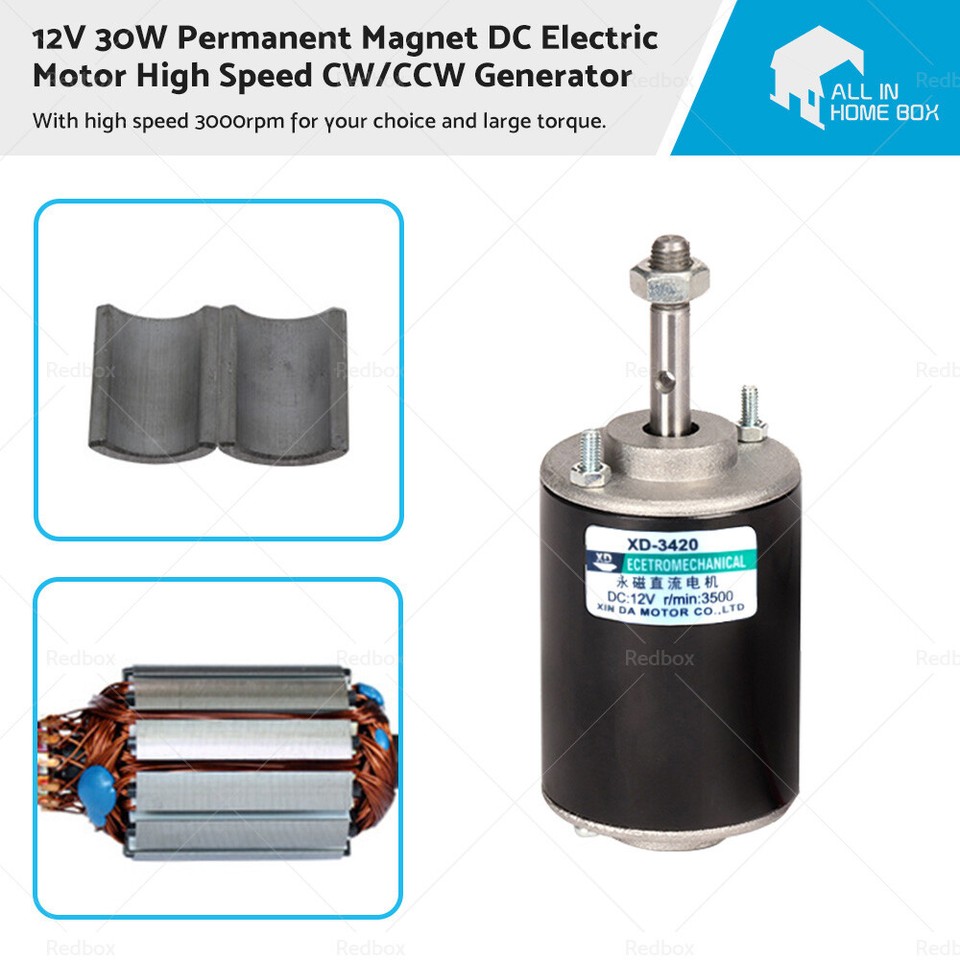 12V 30W Permanent Magnet DC Electric Motor Generator High Speed CW/CCW ...