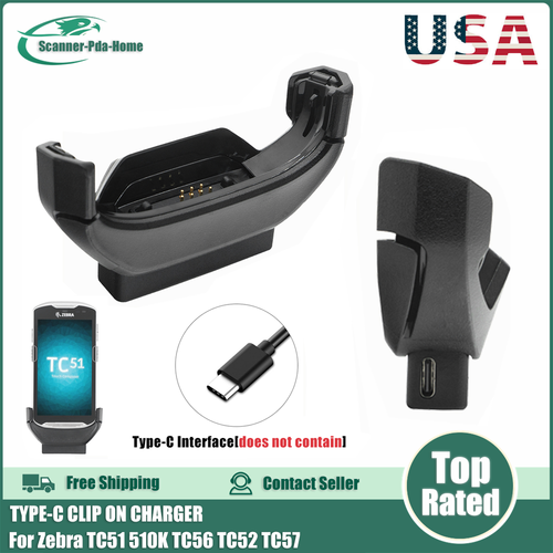 New TYPE-C CLIP ON CHARGER For Zebra TC51 510K TC56 TC52 TC57 ADPTR ...