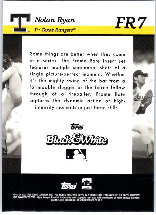 2023 Topps Black & White #FR7 Nolan Ryan Frame Rate | eBay