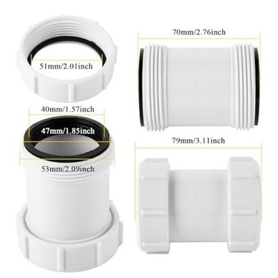 40mm Straight Pipe Connector PVC Extension Connector for Plumbing Use ...